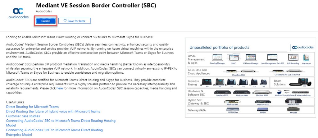 How to: Deploy an AudioCodes Virtual Edition SBC in Azure