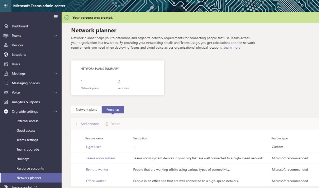New Microsoft Teams Network Planner