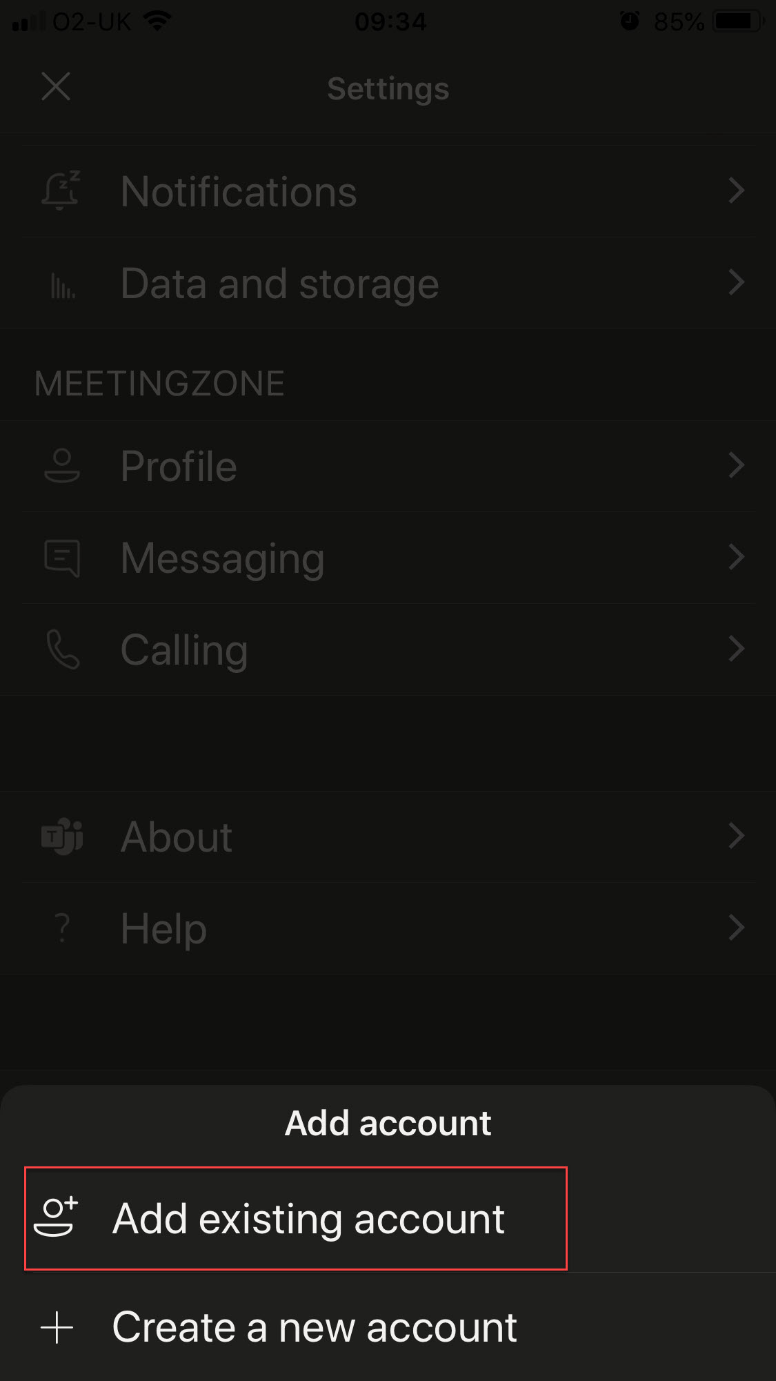 Add a Second Account to the Teams Mobile App