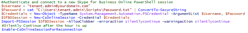 SkypeOnlineConnector Session Reconnection