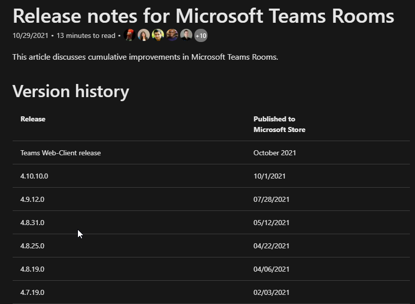 Updates for Microsoft Teams Rooms