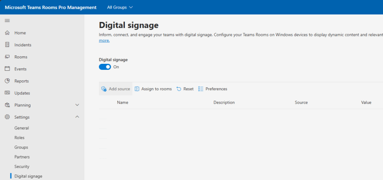Digital Signage on Microsoft Teams Rooms