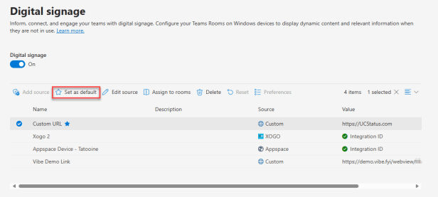 Digital Signage on Microsoft Teams Rooms
