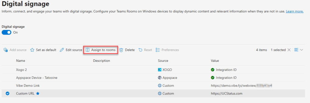Digital Signage on Microsoft Teams Rooms
